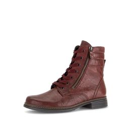Gabor Damen Schn&uuml;rstiefelette, Gr. 41, rot, Nappaleder, Schuhe, Blockabsatz, Schn&uuml;rboots mit gepolstertem Schaftrand
