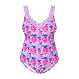Ulla Popken Badeanzug Damen Gr&ouml;&szlig;e XXL/XXXL aqua / hellpink / wei&szlig;