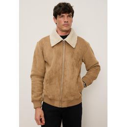 Bruno Banani Herren Lederimitatjackehell braun, natur, Gr. XL, Fellimitat, kontrastfarbene Details, unifarben, unifarben mit Farbeins&auml;tzen, Web,