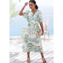 Vivance Damen Midikleid "mit Alloverdruck aus gewebter Viskose", gr&uuml;n, Gr. 34, bedruckt, Web, Obermaterial: 100% Viskose, Kleider, leichtes