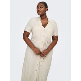 Only CARMAKOMA Damen Blusenkleid "CARSIESTA SS LIN BL SHIRT DRESS PNT NOOS", beige, Gr. 50, unifarben, Web, Obermaterial: 80% Viskose, 20% Leinen,