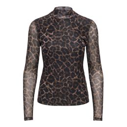 Only Damen Langarmshirt "ONLERICA LIFE MESH L/S TOP JRS NOOS", braun, Gr. S, bedruckt, Jersey, Obermaterial: 95% Polyester, 5% Elasthan, Shirts,