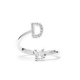 Luxenter Ring 'Alphabet D' Damen Gr&ouml;&szlig;e 50/60 silbergrau
