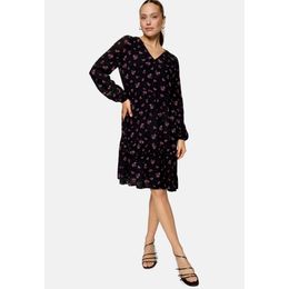Zero Damen Sommerkleid "Damen mit Blumen", schwarz, Gr. 34, bedruckt, Obermaterial: 100% Viskose, Kleider, drapiert / gerafft