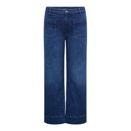Only CARMAKOMA Damen High-waist-Jeans "CARMADISON-WAUW HW POCKET WIDE BOX NOOS", blau, Gr. 44, unifarben, Denim/Jeans, Obermaterial: 86% Baumwolle,