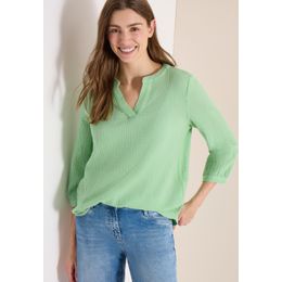 Cecil Damen Klassische Bluse, gr&uuml;n, Gr. S, unifarben, Web, 100% Baumwolle, Blusen, mit 3/4 &Auml;rmeln