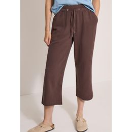 Cecil Damen Stoffhose, braun, Gr. XS, unifarben, Web, 100% Baumwolle, Hosen, High Waist