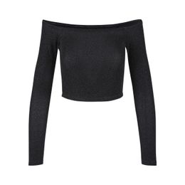 Urban Classics Damen Longsleeve "Urban Classics Damen Ladies Off Shoulder Glitter Longsleeve", schwarz, Gr. M, unifarben, 96% Polyester, 4% Elasthan,