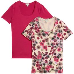 bonprix Damen T-Shirt, pink, Gr. 44, bedruckt, mehrfarbig, unifarben, Jersey, Obermaterial: 95% Baumwolle, 5% Elasthan, Shirts, schmale Passform,