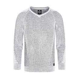 Rusty Neal Herren Strickpullover, grau, Gr. L, mehrfarbig, unifarben, 70% Polyacryl, 30% Baumwolle, Pullover, mit ausgefallenem Strickmuster
