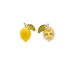 Nemomatheo Ohrringe 'Limonella &ndash; Asymmetrische Zitronen Ohrringe mit Citrin' Damen Gr&ouml;&szlig;e 11 cm x 8 cm x 2cm zitrone