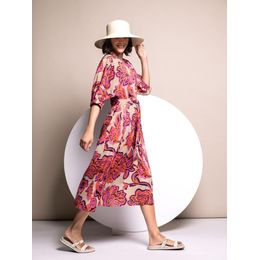 White Label By Rofa Sommerkleid 'Bedrucktes Baumwollkleid in Midil&auml;nge' Damen Gr&ouml;&szlig;e 34 cranberry