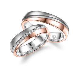 MARRYA Ring 'MARRYA ES-33 Ehering aus Edelstahl - Silberfarben & Ros&eacute;' female size 62 Silver
