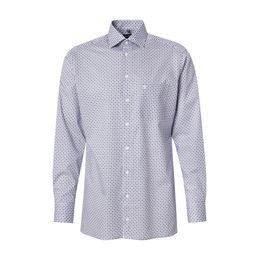OLYMP Button Up Shirt male size L Navy / Chocolate / White