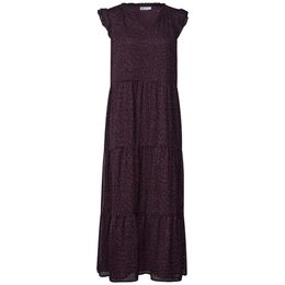 Street One Maxi Chiffonkleid mit Volants und Print Damen Gr&ouml;&szlig;e 46 dunkelrot Sommerkleid