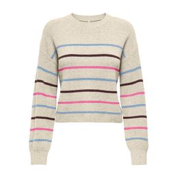 Only Pullover 'ONLIbi' Damen Gr&ouml;&szlig;e M beige / hellblau / schoko / pink