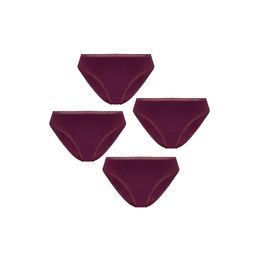 Albero Natur Slip 'Bio-Baumwoll-Slip mit Spitze &ndash; 4er Pack' Damen Gr&ouml;&szlig;e L aubergine