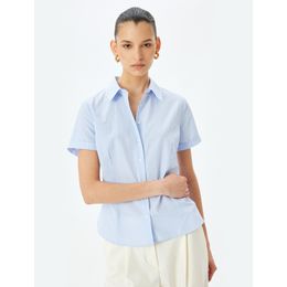 KOTON Bluse Damen Gr&ouml;&szlig;e M hellblau / wei&szlig;