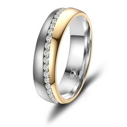 Marrya Ring 'MARRYA ES-32 Ehering aus Edelstahl - Silberfarben & Gelbgold plattiert' Damen Gr&ouml;&szlig;e 52 silber