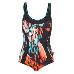 Beco The World Of Aquasports Badeanzug 'Feathers' Damen Gr&ouml;&szlig;e S aqua / orange / schwarz