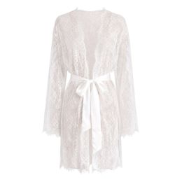 MILENKA Dressing Gown 'Lace bridal kimono' female size XL White