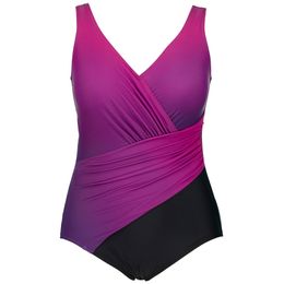 Ulla Popken Badeanzug Damen Gr&ouml;&szlig;e XL lila / schwarz