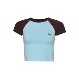 Superdry & Co T-Shirt Damen Gr&ouml;&szlig;e L hellblau / dunkelbraun / schwarz