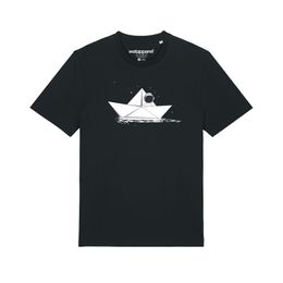 Watapparel Shirt 'Astronaut in paper boat' Herren Gr&ouml;&szlig;e L schwarz / wei&szlig;