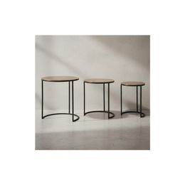 KADIMA DESIGN Eleganter Satztisch Metall Rund, 3er Set, Aluminium Gold/Schwarz