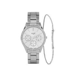 Lucardi Uhr mit Armband Damen Gr&ouml;&szlig;e Onesize silber / transparent / wei&szlig;