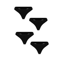 Albero Natur Thong '4er Pack Damen Bio Baumwoll Tanga-Slip' female size XL Black