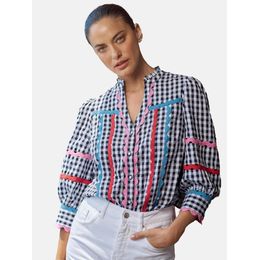 Love & Roses Bluse Damen Gr&ouml;&szlig;e XL cyanblau / rosa / schwarz / wei&szlig;