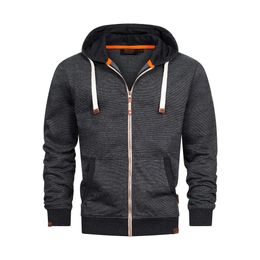 INDICODE Jeans Sweatjacke 'Baustian' Herren Gr&ouml;&szlig;e XL anthrazit / hellgrau