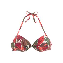 Lascana Bikini Top female size 75 Khaki / Wine red / Light red / White