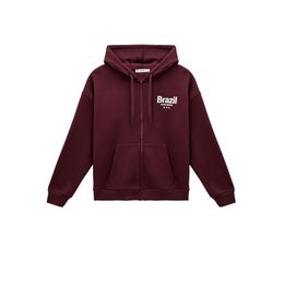 KOTON Sweatjacke Damen Gr&ouml;&szlig;e S/M bordeaux / wei&szlig;