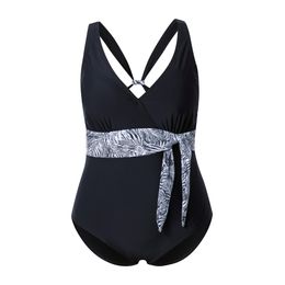 Ulla Popken Badeanzug 'Violetta' Damen Gr&ouml;&szlig;e 4XL schwarz / wei&szlig;