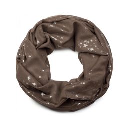 styleBREAKER Schlauchschal 'Loop Schal mit Metallic Sterne Print' Damen Gr&ouml;&szlig;e One Size dunkelbraun