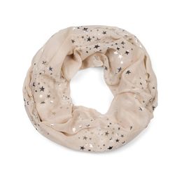 styleBREAKER Schlauchschal 'Loop Schal mit Metallic Sterne Print' Damen Gr&ouml;&szlig;e One Size beige