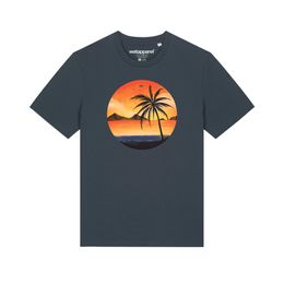 Watapparel T-Shirt ' Sunset on palm beach ' Herren Gr&ouml;&szlig;e M anthrazit / mischfarben