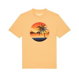 Watapparel T-Shirt 'Sunset on palm beach' Herren Gr&ouml;&szlig;e XL gelb / hellgelb