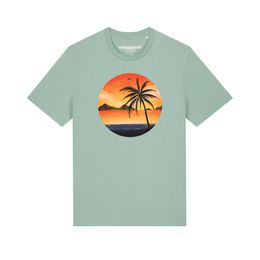 Watapparel Shirt 'Sunset on palm beach' Herren Gr&ouml;&szlig;e L mint / hellgr&uuml;n / mischfarben