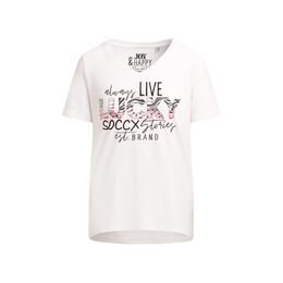 SOCCX T-Shirt V-Neck mit Artwork Damen Gr&ouml;&szlig;e L wollwei&szlig;