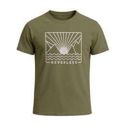 Neverless Shirt 'Sonnenuntergang' Herren Gr&ouml;&szlig;e M gr&uuml;n