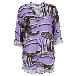 Doris Streich Bluse Damen Gr&ouml;&szlig;e L flieder / schwarz / wei&szlig;