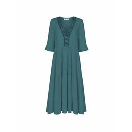 Haris Cotton Kleid 'Maxi Dress in Textured Cotton with Laced Trim V Neck' Damen Gr&ouml;&szlig;e 38 schilf Sommerkleid