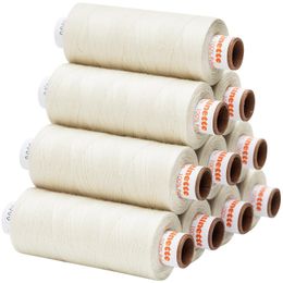 buttinette Universal-N&auml;hgarn, St&auml;rke: 100, 10er-Pack, wollwei&szlig;