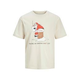 Jack & Jones JACK & JONES Shirt 'JJXMax Funny' male size L Caramel / Greige / bright red / White