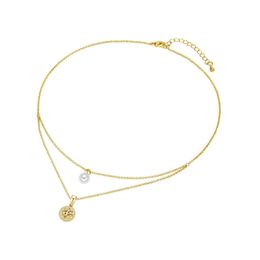 Lulu & Jane Lulu & Jane Kette Damen Gr&ouml;&szlig;e One Size gold / transparent / perlwei&szlig;