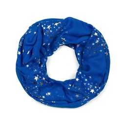 styleBREAKER Schlauchschal 'Loop Schal mit Metallic Sterne Print' Damen Gr&ouml;&szlig;e One Size royalblau