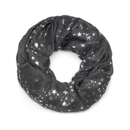 styleBREAKER Schlauchschal 'Loop Schal mit Metallic Sterne Print' Damen Gr&ouml;&szlig;e One Size dunkelgrau